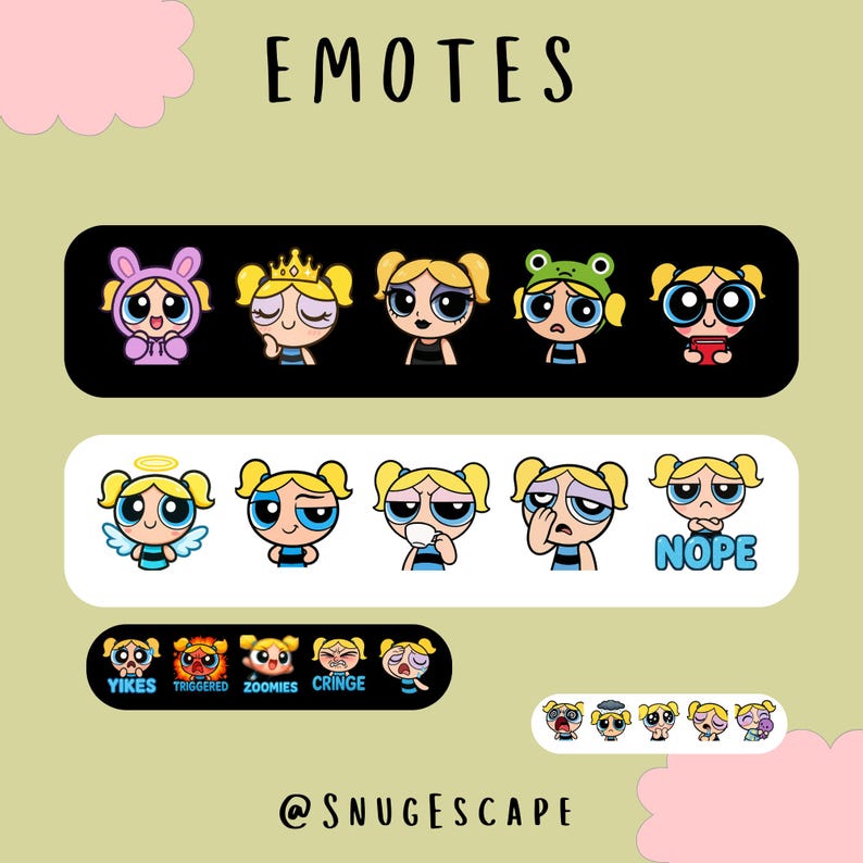 Cute Kawaii Superhero Girl Emote Bundle Twitch, Youtube, Discord Emotes ...