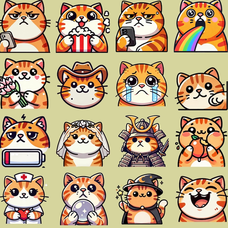 Kawaii Ginger Cat Emote Bundle: Twitch, Youtube, Discord - Etsy