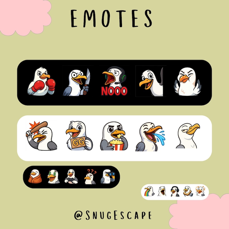 Kawaii Seagull Emote Bundle: Twitch, Youtube, Discord - Etsy