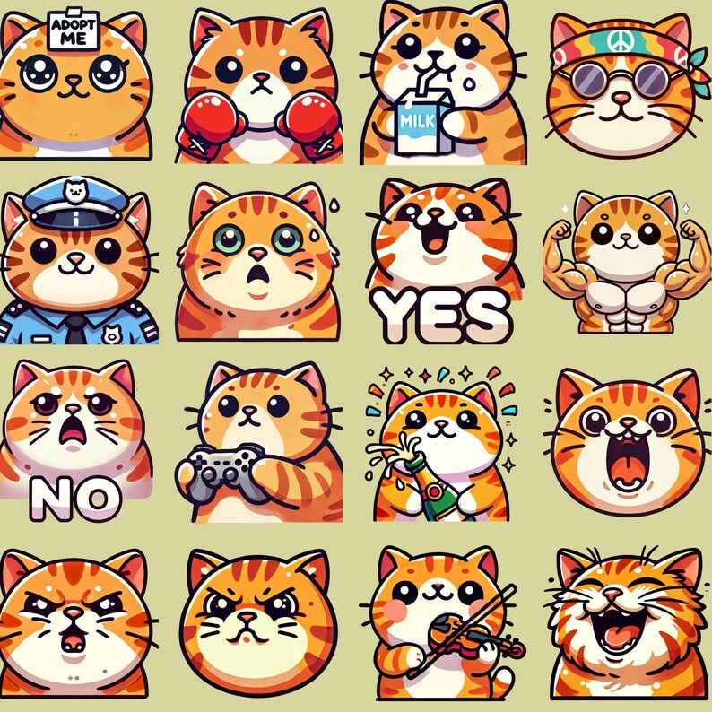 Kawaii Ginger Cat Emote Bundle: Twitch, Youtube, Discord - Etsy