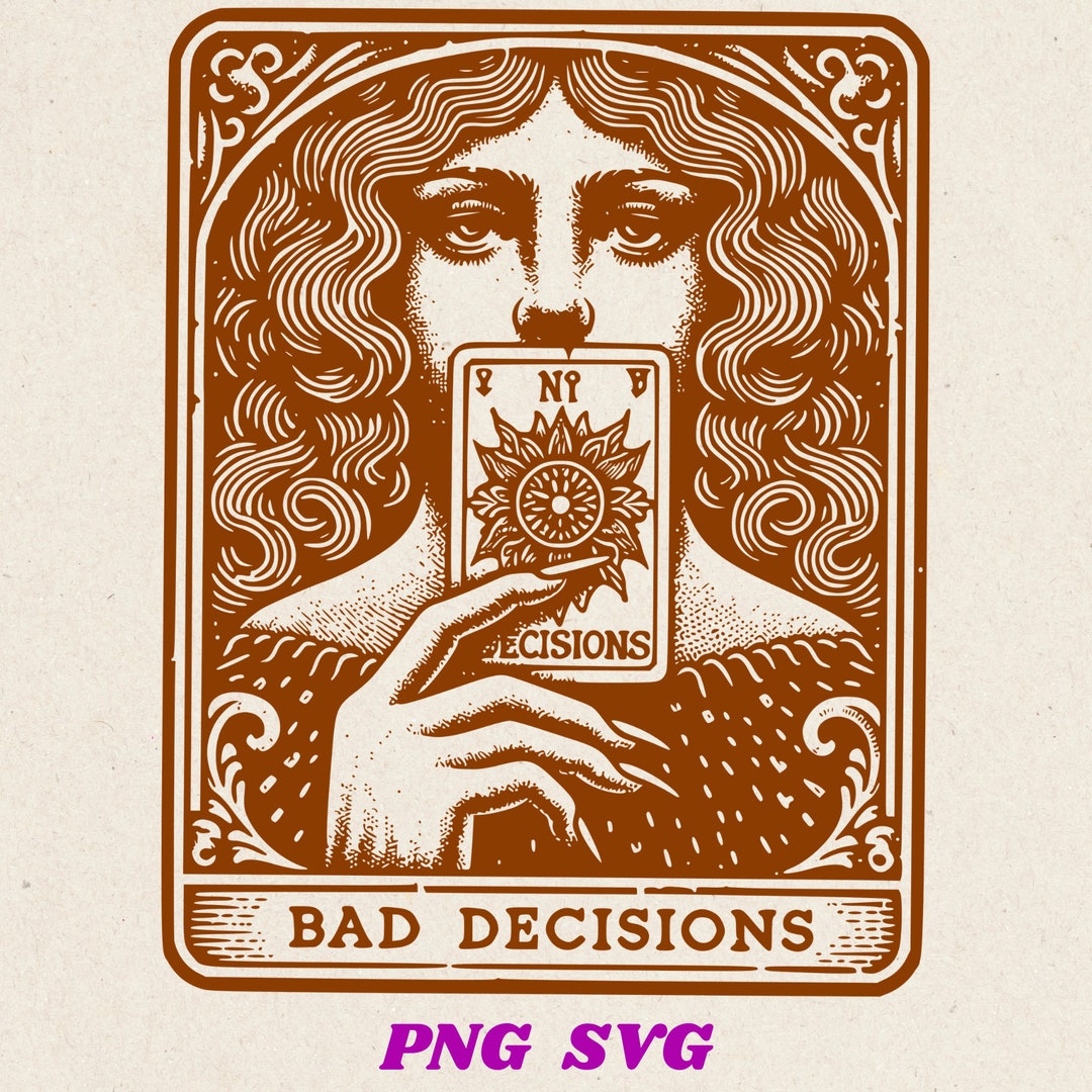Bad Decisions Tarot Card PNG SVG Trendy Vintage Retro Art Deco Design ...