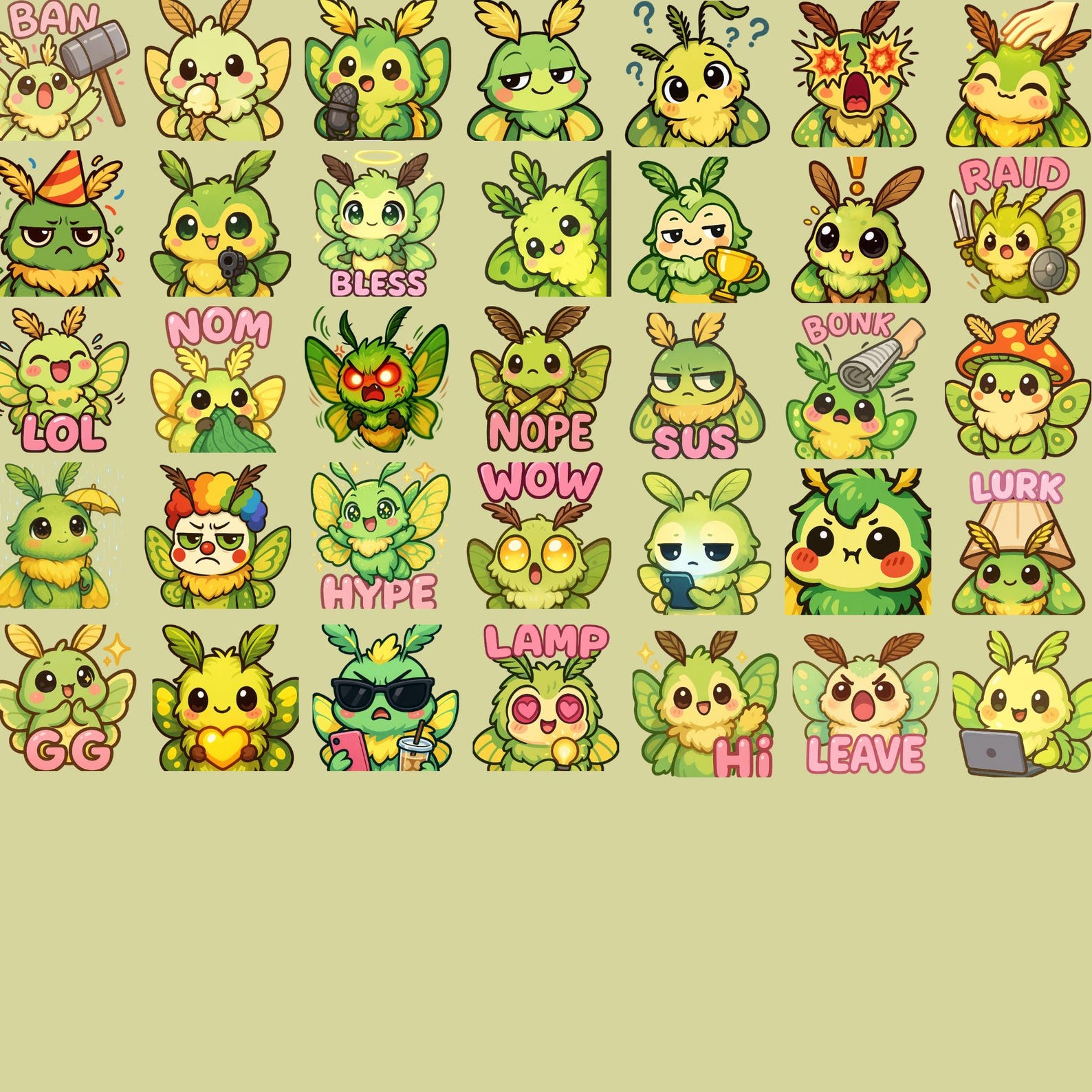 Kawaii Moth Emotes Bundle: Twitch, Youtube, Discord - Etsy