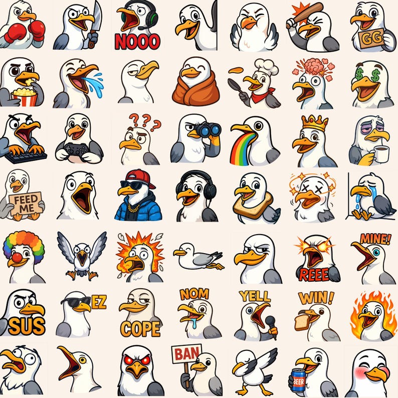 Kawaii Seagull Emote Bundle: Twitch, Youtube, Discord - Etsy