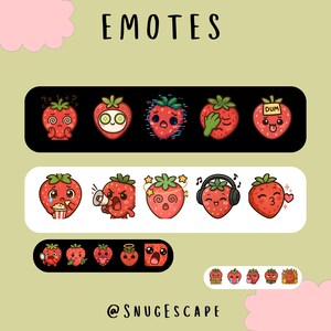 Cute Kawaii Strawberry Emote Bundle Twitch, Youtube, Discord Emotes ...