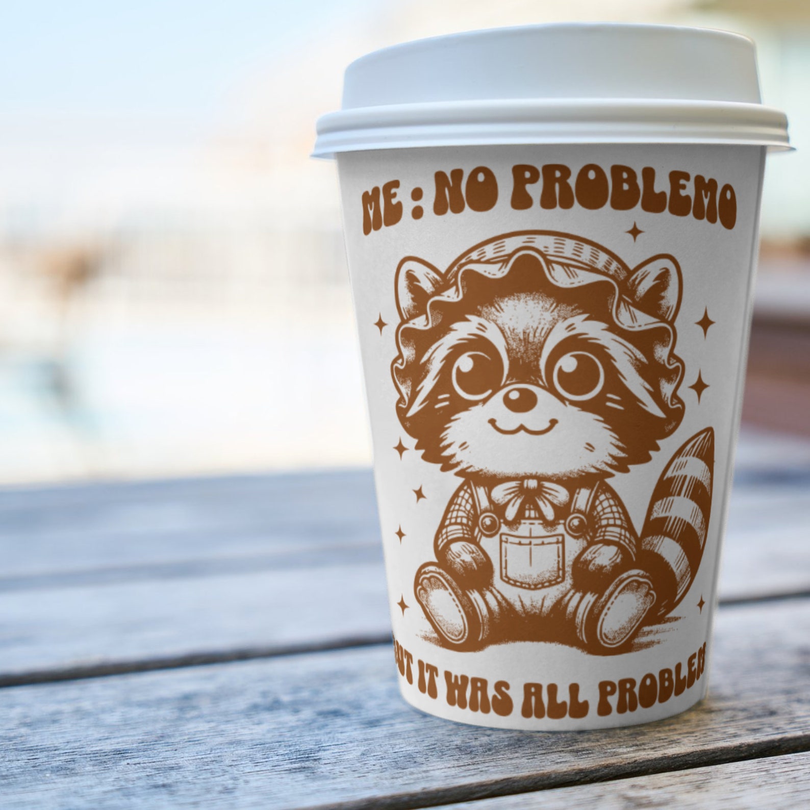 No Problemo All Problemo Racoon PNG SVG, Trendy Vintage Cute Design ...