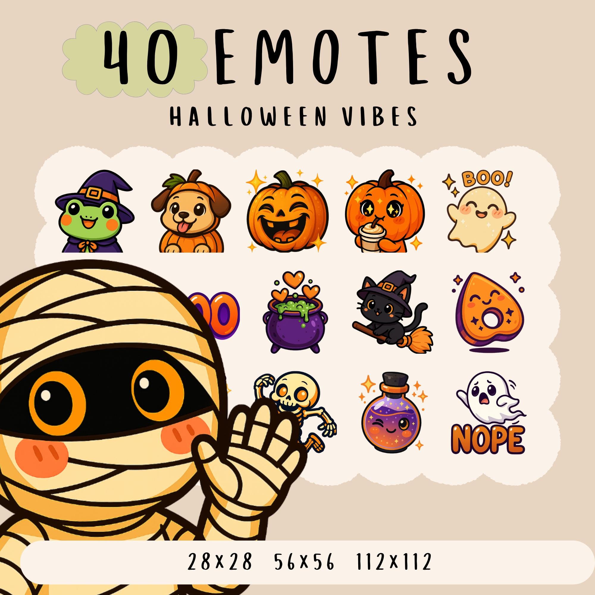 Cute Kawaii Halloween Emote Bundle Twitch, Youtube, Discord Emotes ...