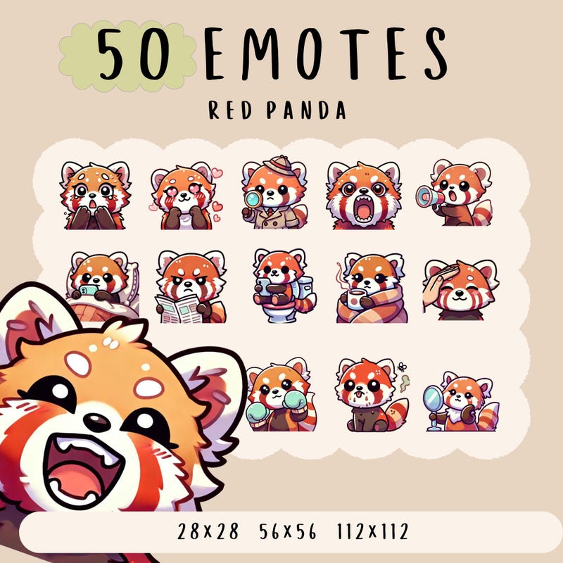 Cute Red Panda Emojis - Etsy
