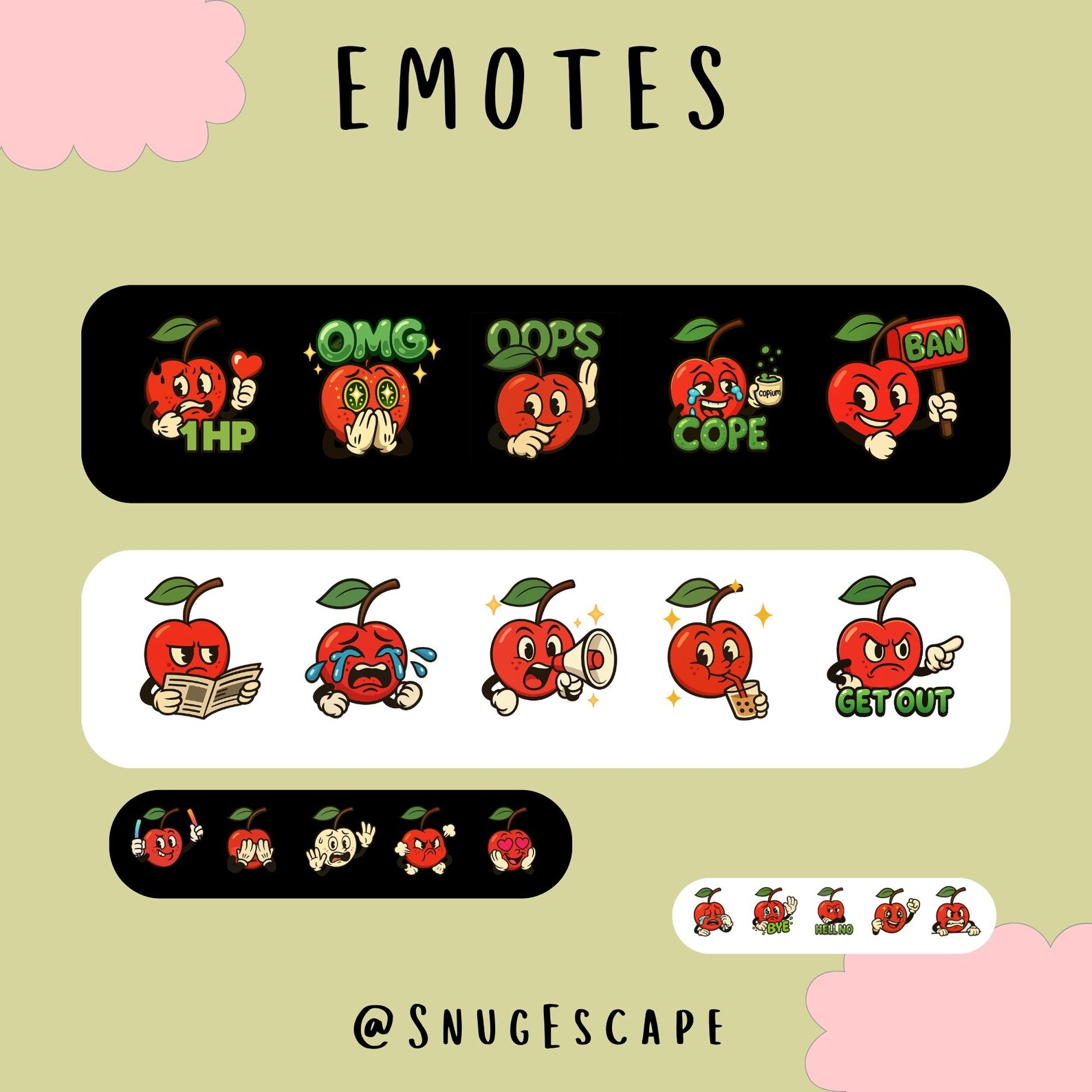 Retro Cherry Emotes Bundle, Twitch, Discord, Youtube - Etsy