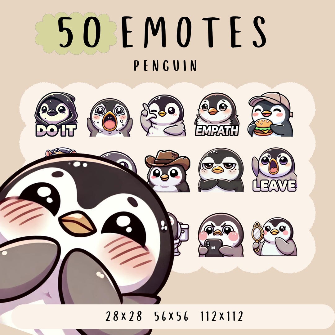 Cute Kawaii Penguin Emote Bundle Twitch, Youtube, Discord Emotes, Cute ...
