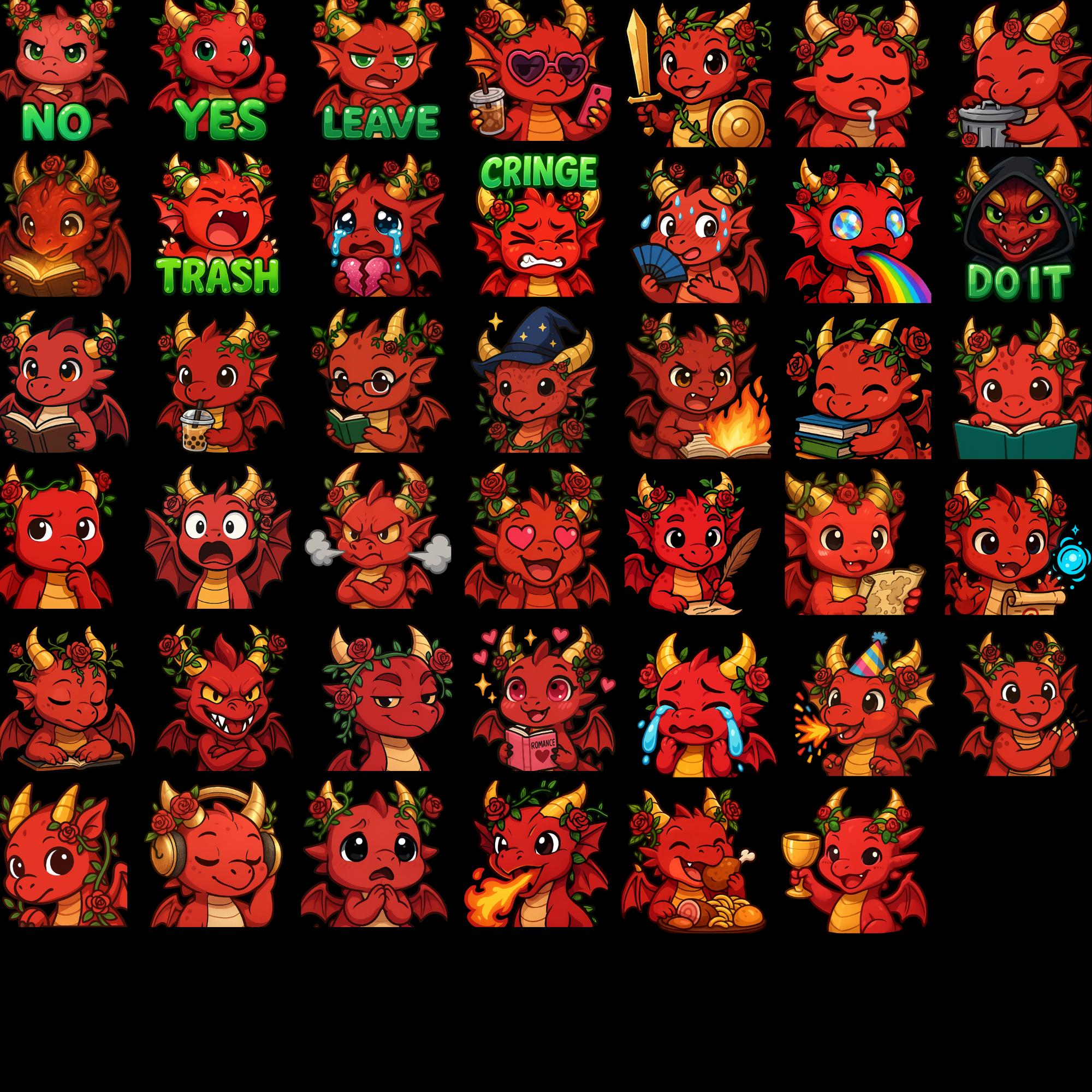 Kawaii Red Dragon Emote Bundle: Twitch, Youtube, Discord - Etsy