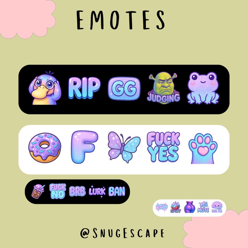 Kawaii Purple Emote Bundle: Animated Twitch, Youtube, Discord Emotes - Etsy