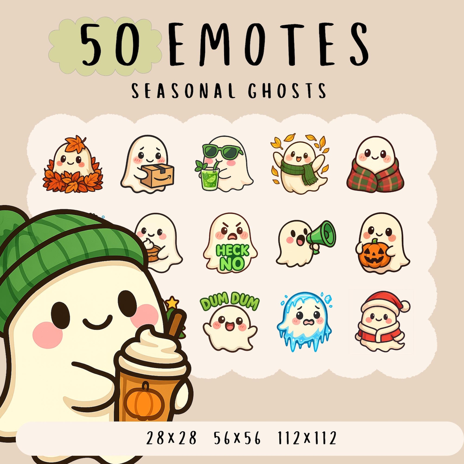 Kawaii Ghost Emote Bundle: Seasonal Twitch, Youtube, Discord - Etsy