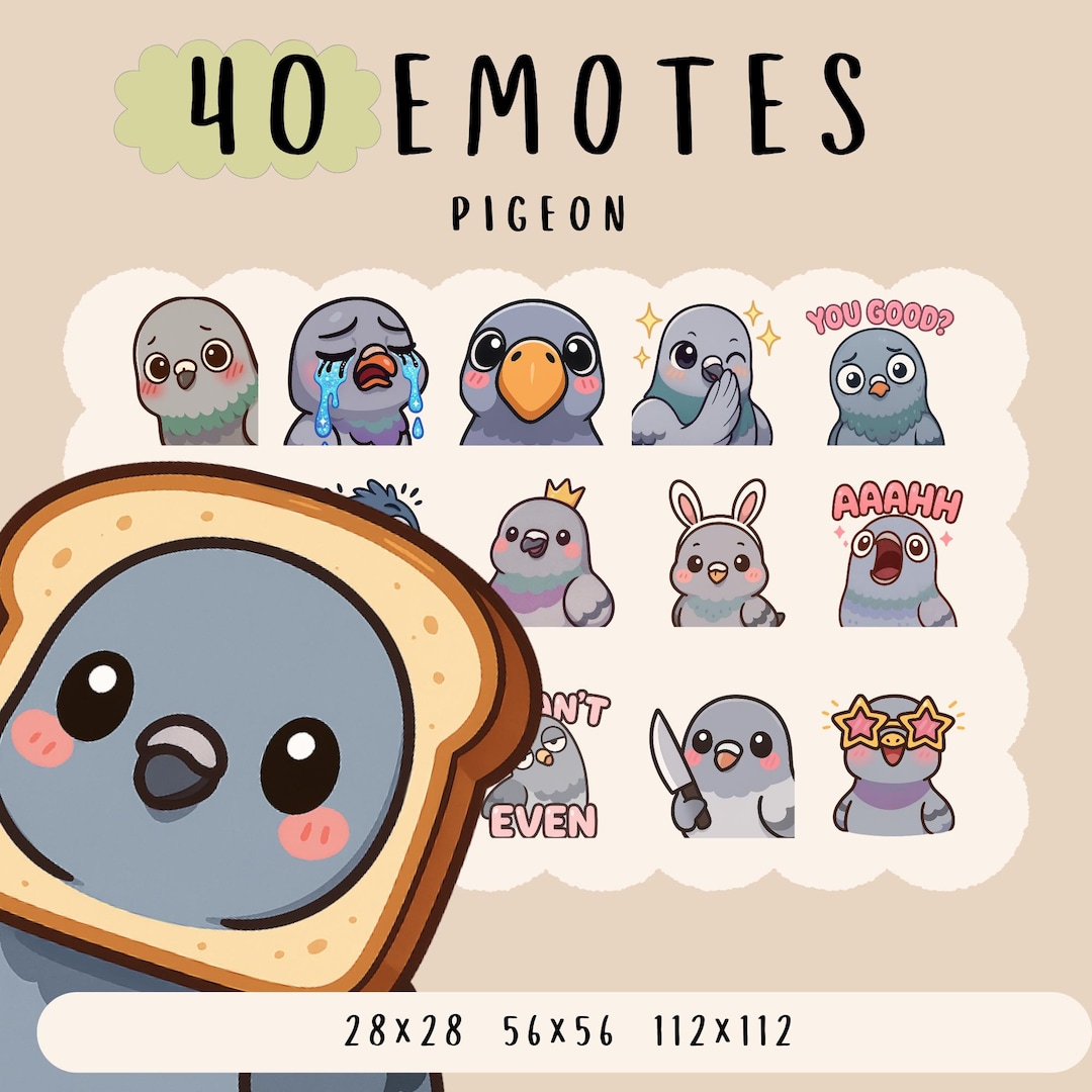 Cute Kawaii Pigeon Emote Bundle Twitch, Youtube, Discord Emotes, Cute ...