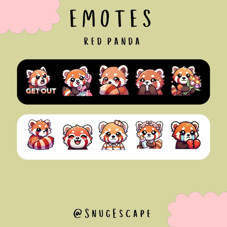 Cute Kawaii Red Panda Emote Bundle Twitch, Youtube, Discord Emotes ...