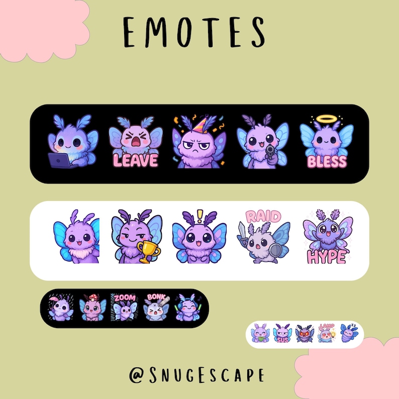 Kawaii Blue Moth Emote Bundle: Twitch, Youtube, Discord - Etsy
