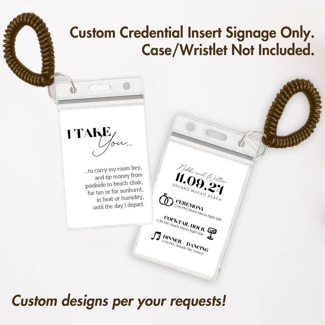Custom Designed Credential Holder Insert for Destination Weddings and ...
