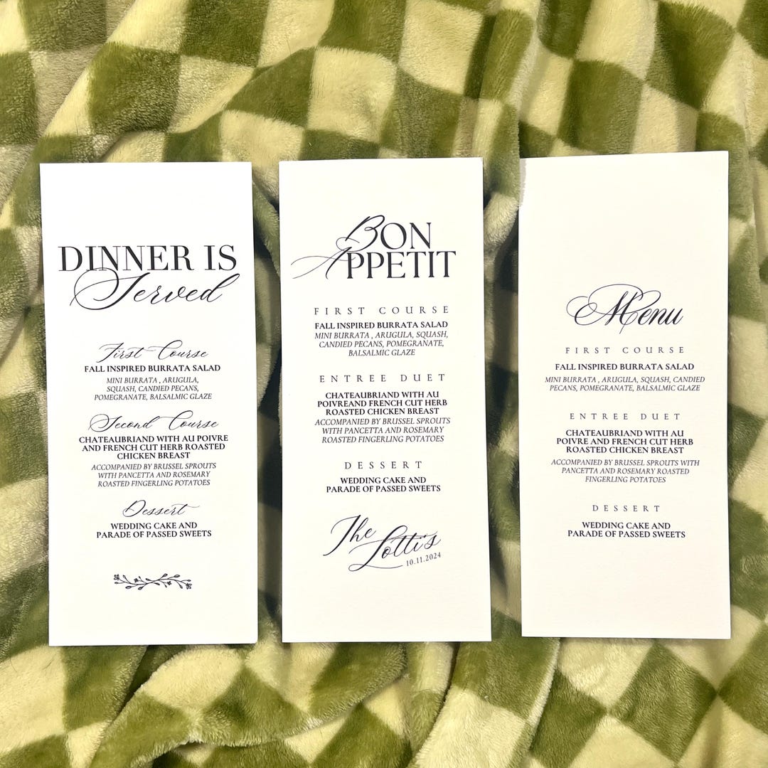 Custom Reception Table Menus for Weddings or Events - Etsy