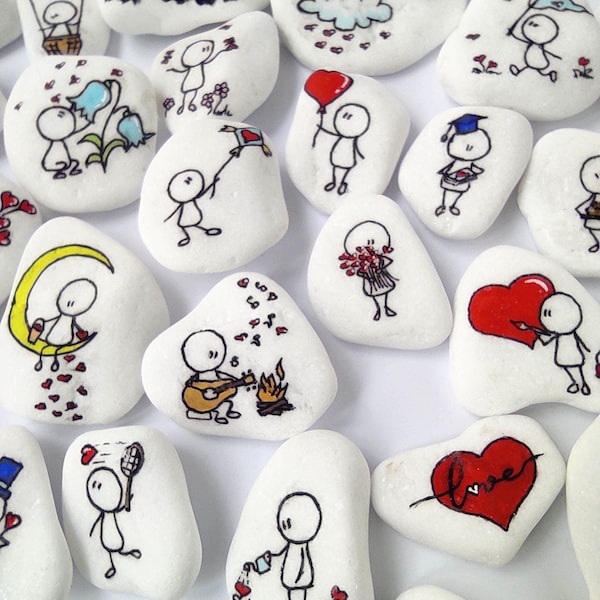 Valentine Painted Rocks - Etsy