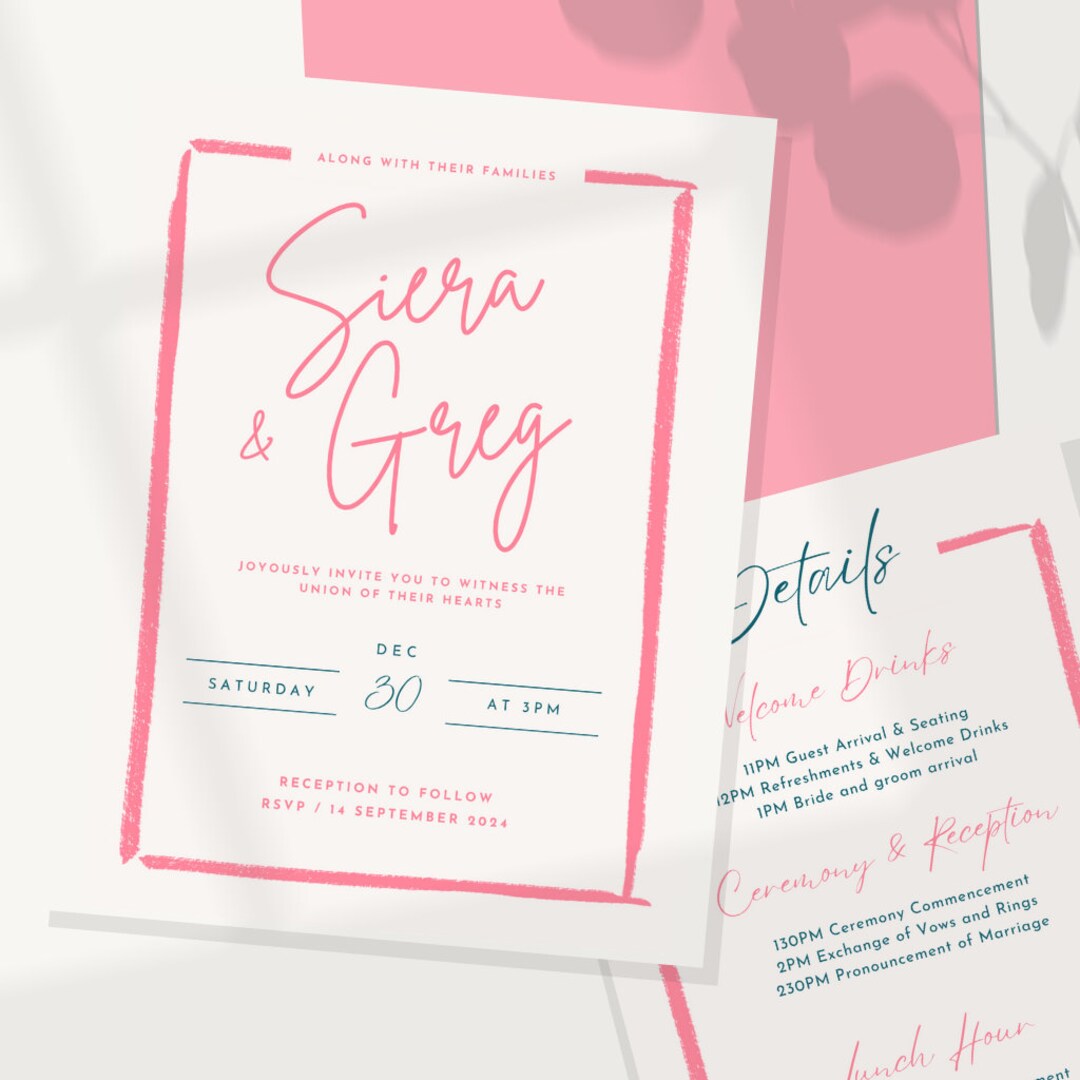 Wedding Invite | Minimal Wedding Invitation | Wedding Rundown Save the ...