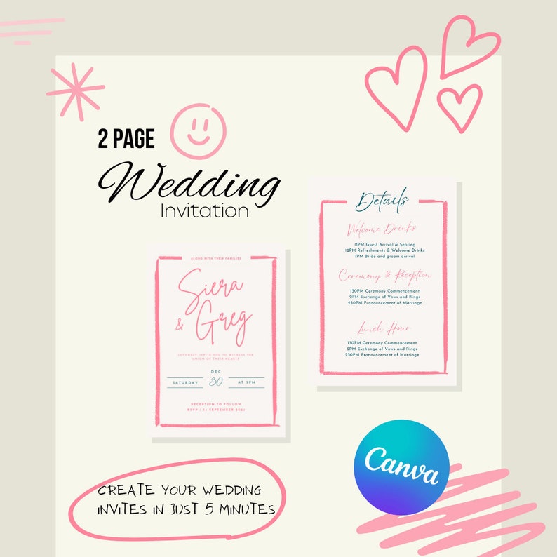 Wedding Invite | Minimal Wedding Invitation | Wedding Rundown Save the ...