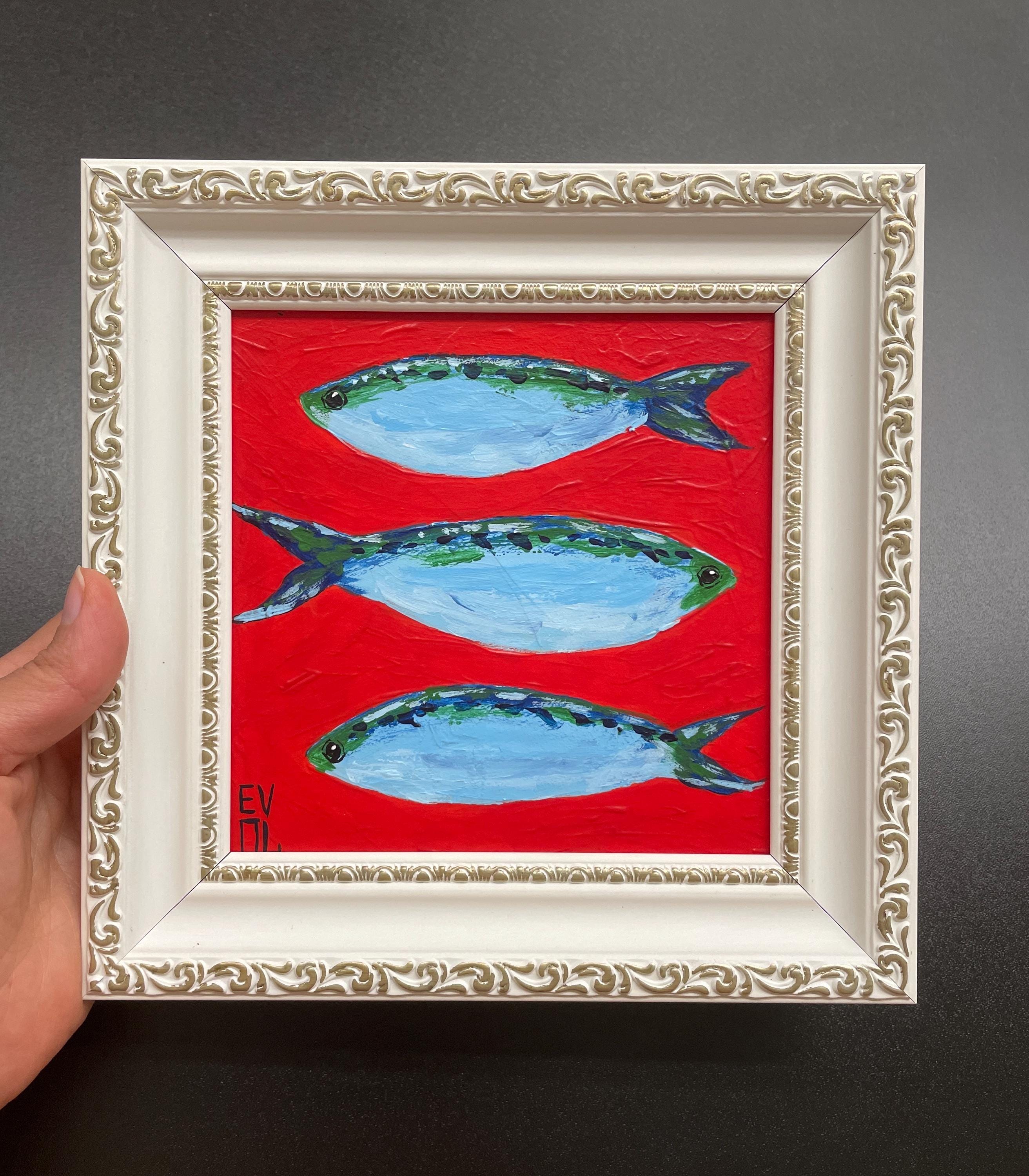 Original Blue Sardines Painting Filipino Fish Food Art Sardine Artwork ...