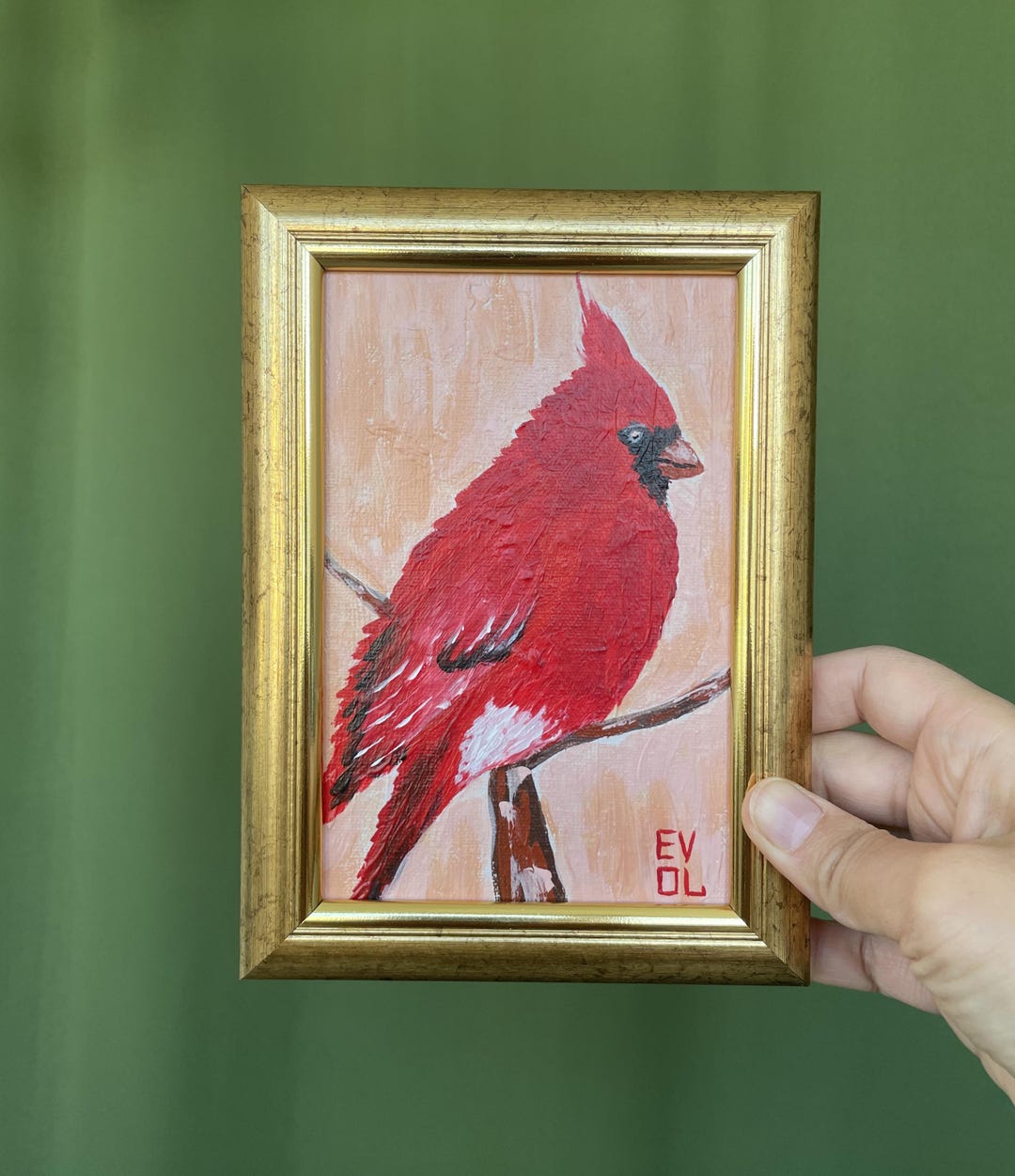 Original Red Cardinal Painting Bird Artwork Red Cardinal Artwork Bird ...