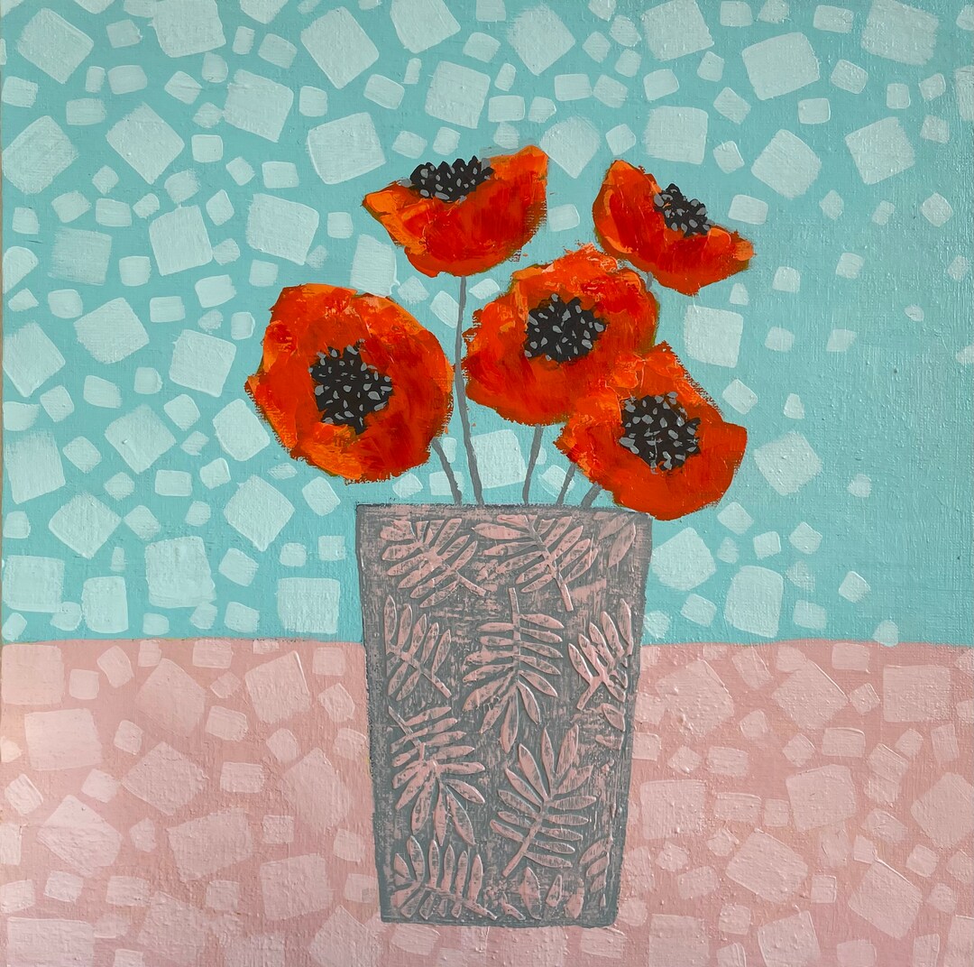 Red Poppies Painting, Original Flower Art, Botanical Art, Floral ...