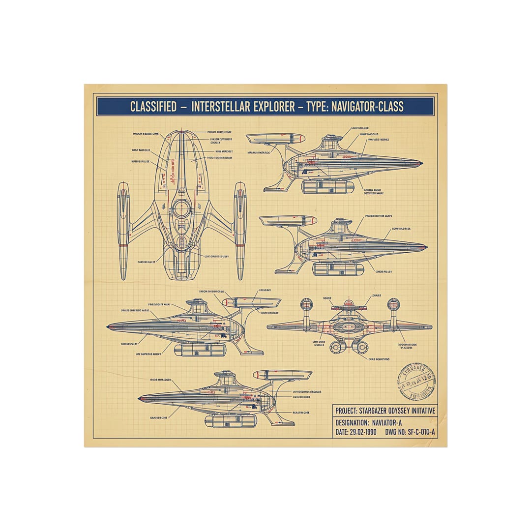 Blueprint Poster - Project Stargazer Odyssey 2 | Vintage Engineering ...