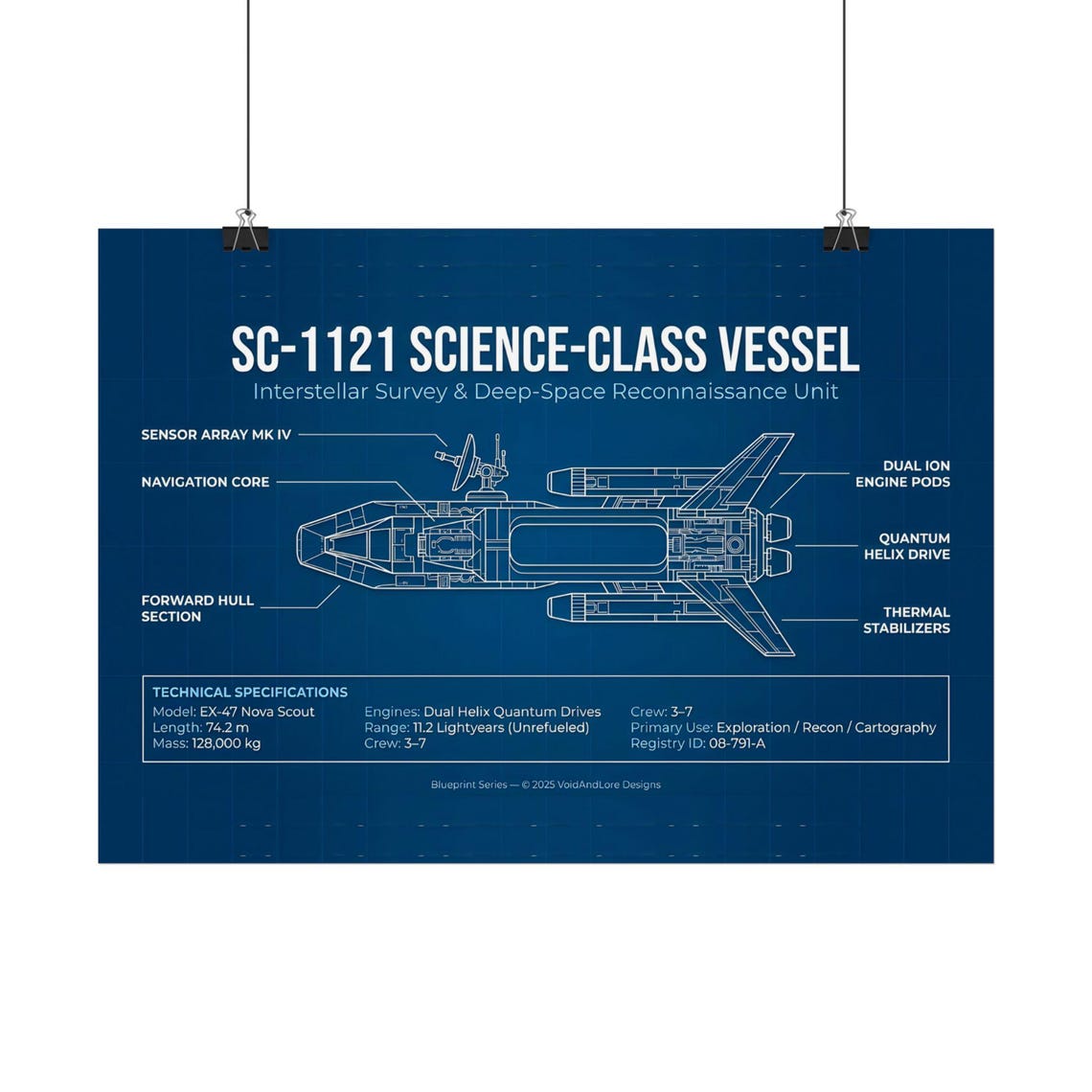 SC-1121 Science-class Vessel Blueprint Poster | Spaceship Schematic ...