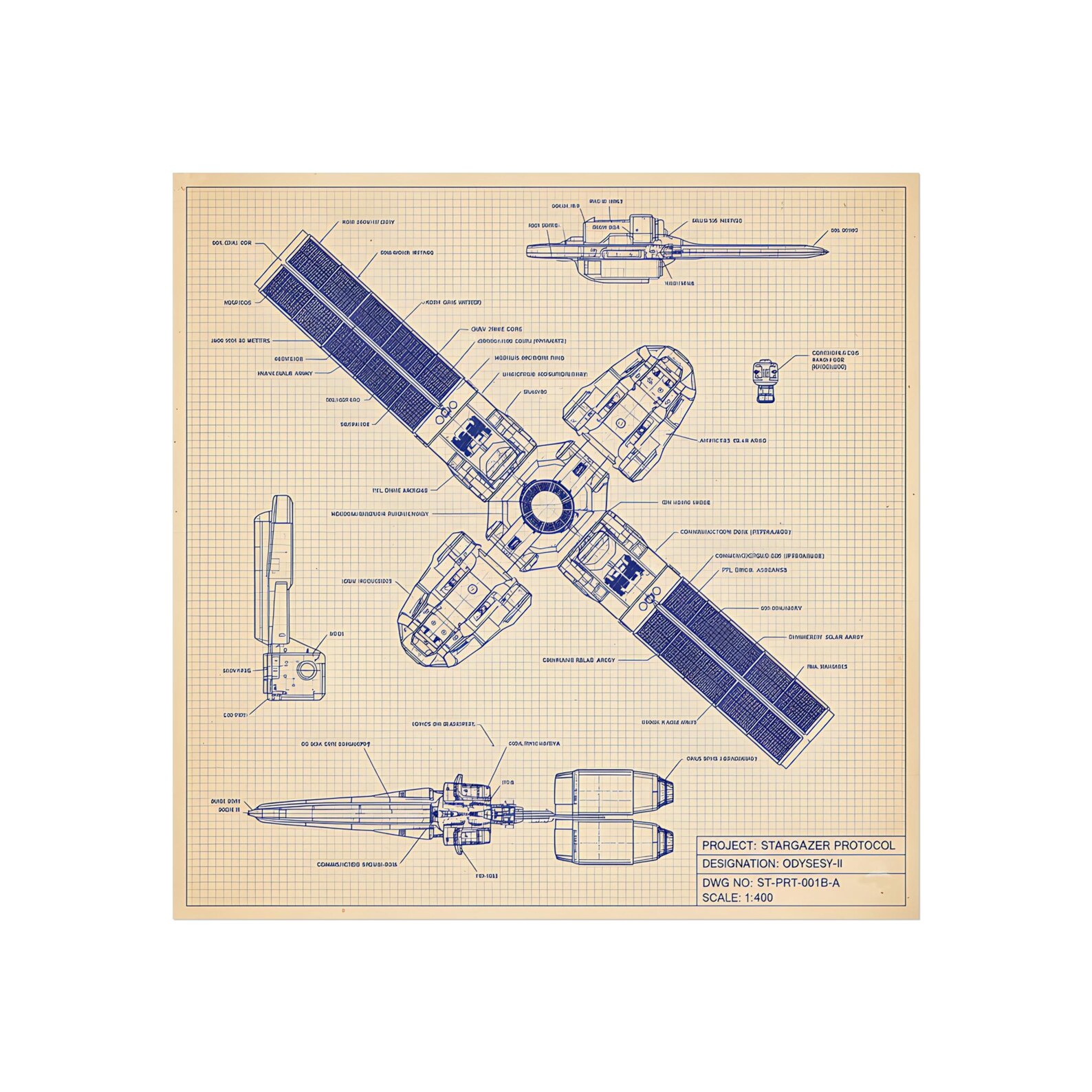 Blueprint Poster - Project Stargazer Protocol | Vintage Engineering ...