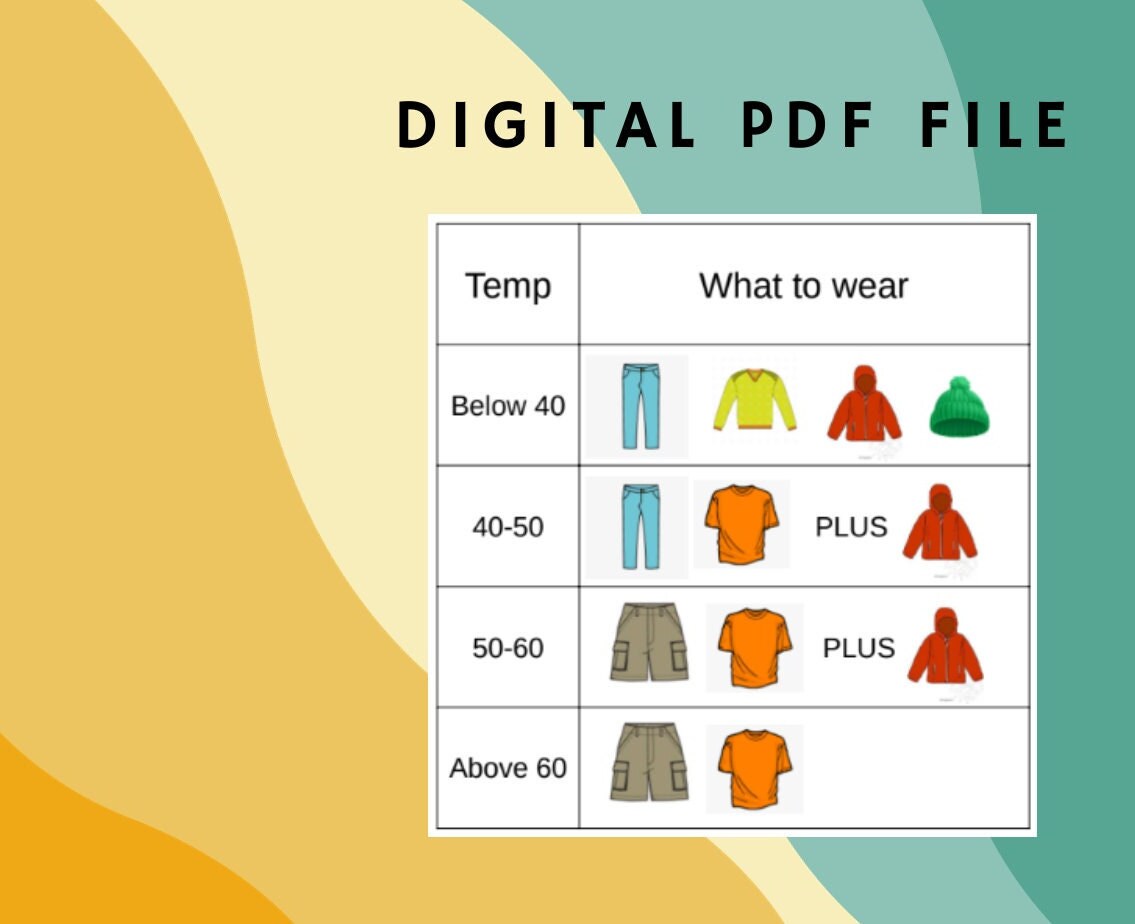 Weather Clothing Chart for Kids - Etsy
