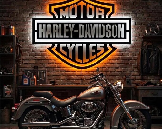 Harley-davidson Illuminated Metal Wall Art | LED Backlit Motorcycle ...