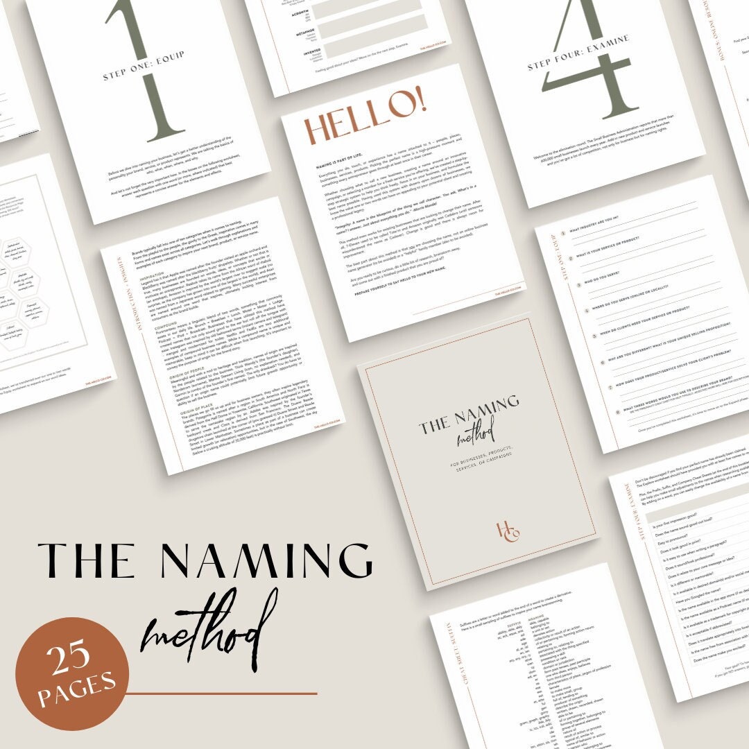 The Naming Method - Business Name PDF Worksheet, How to Name a Business ...
