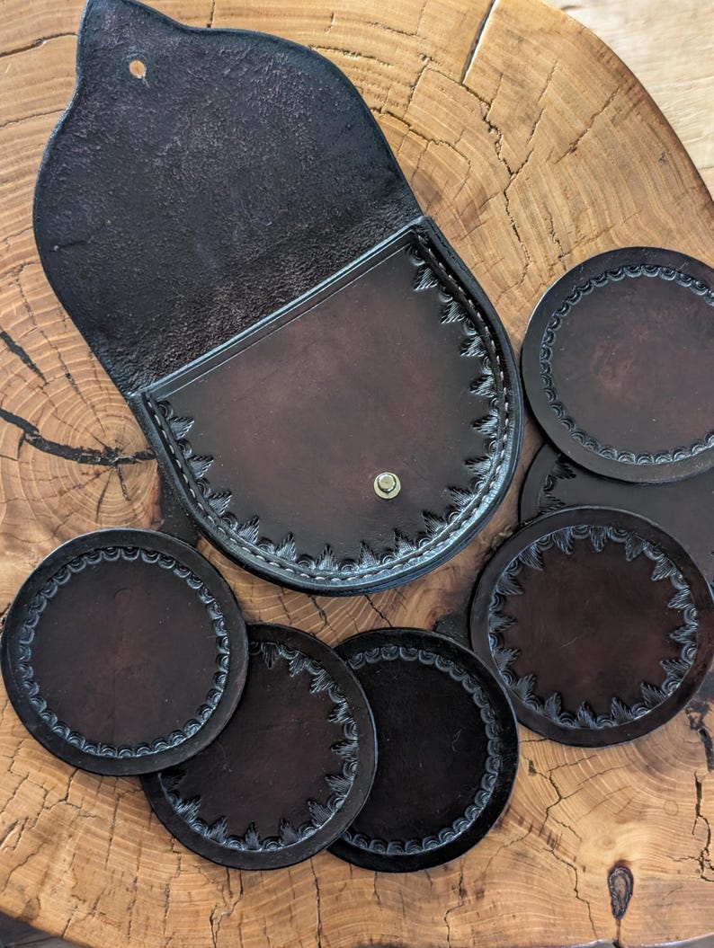 Custom Leather Coaster Pack - Etsy