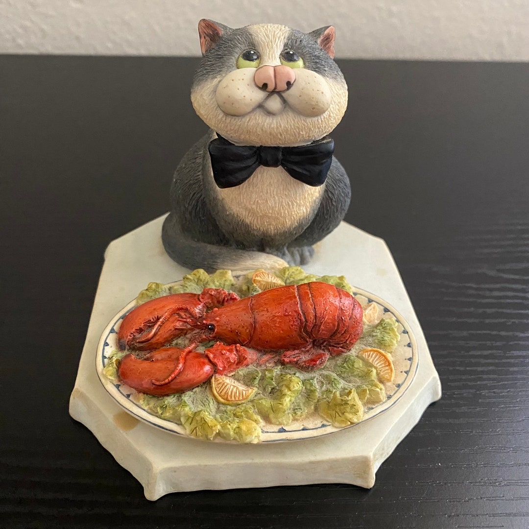 Comic Curious Cats Diner is Served Resin Cat Figurine - Etsy