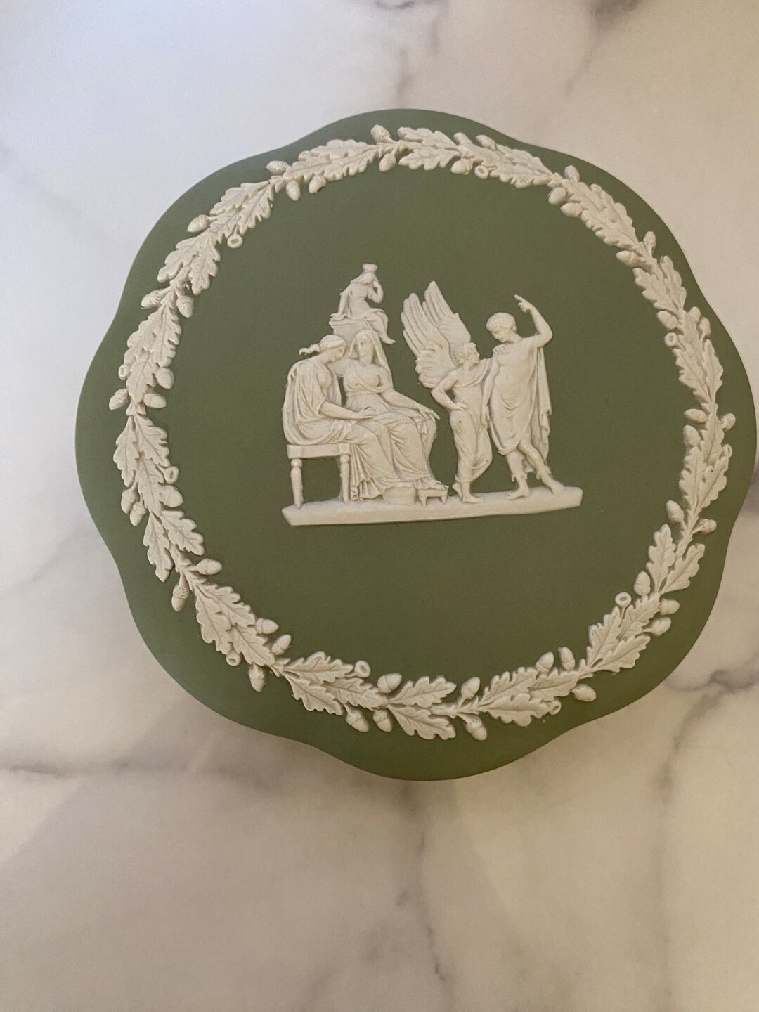 Wedgwood England Green Trinket Box - Etsy