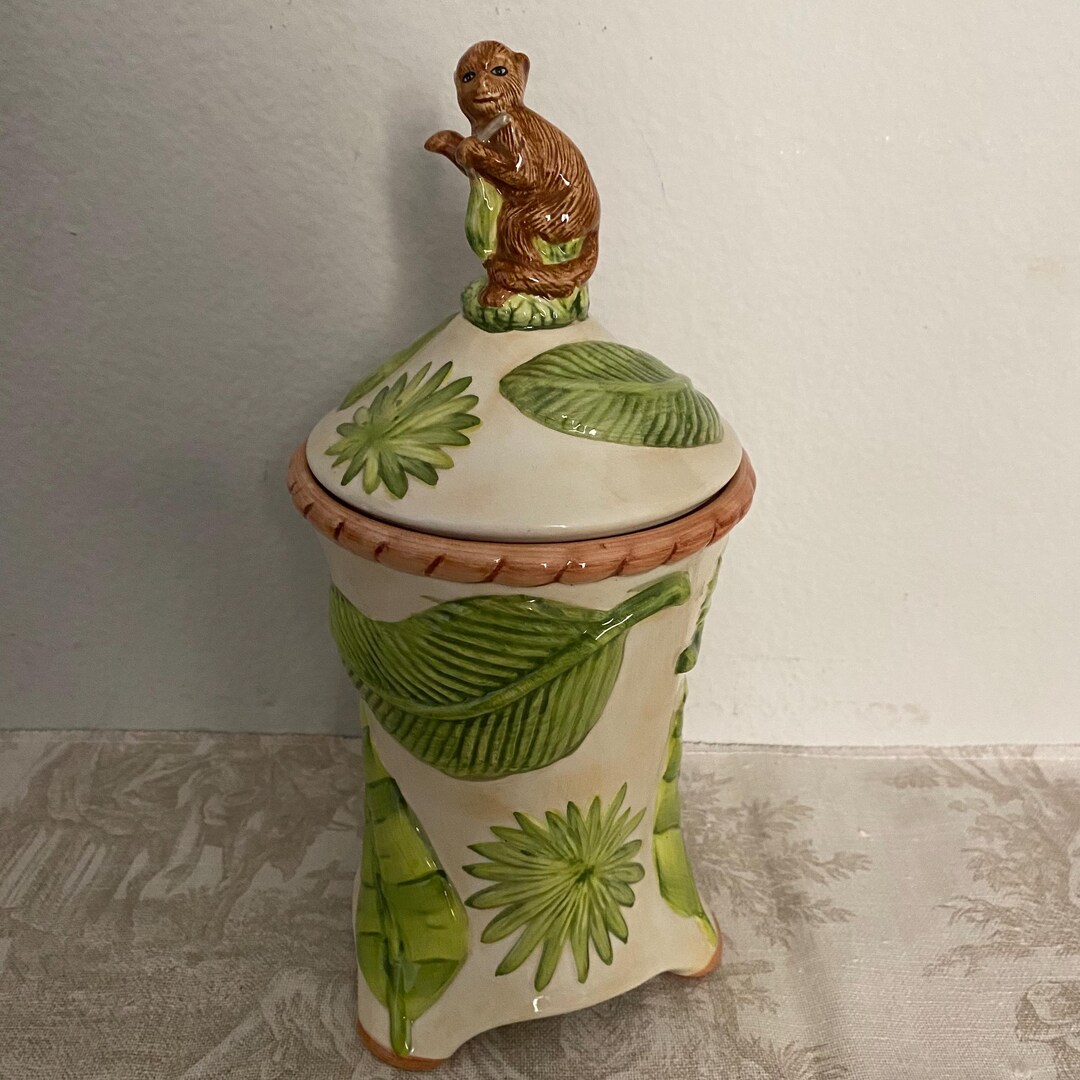 Vintage American Atelier Monkey Canister Cookie Jar Ceramic 9.5" - Etsy