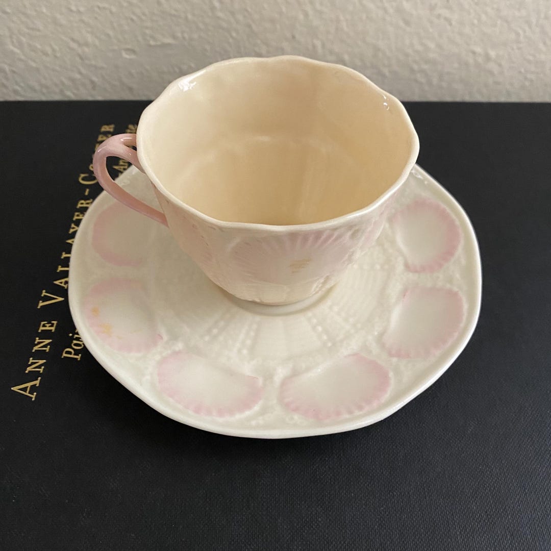 Belleek Pink Seashell Teacup and Saucer Set - Etsy