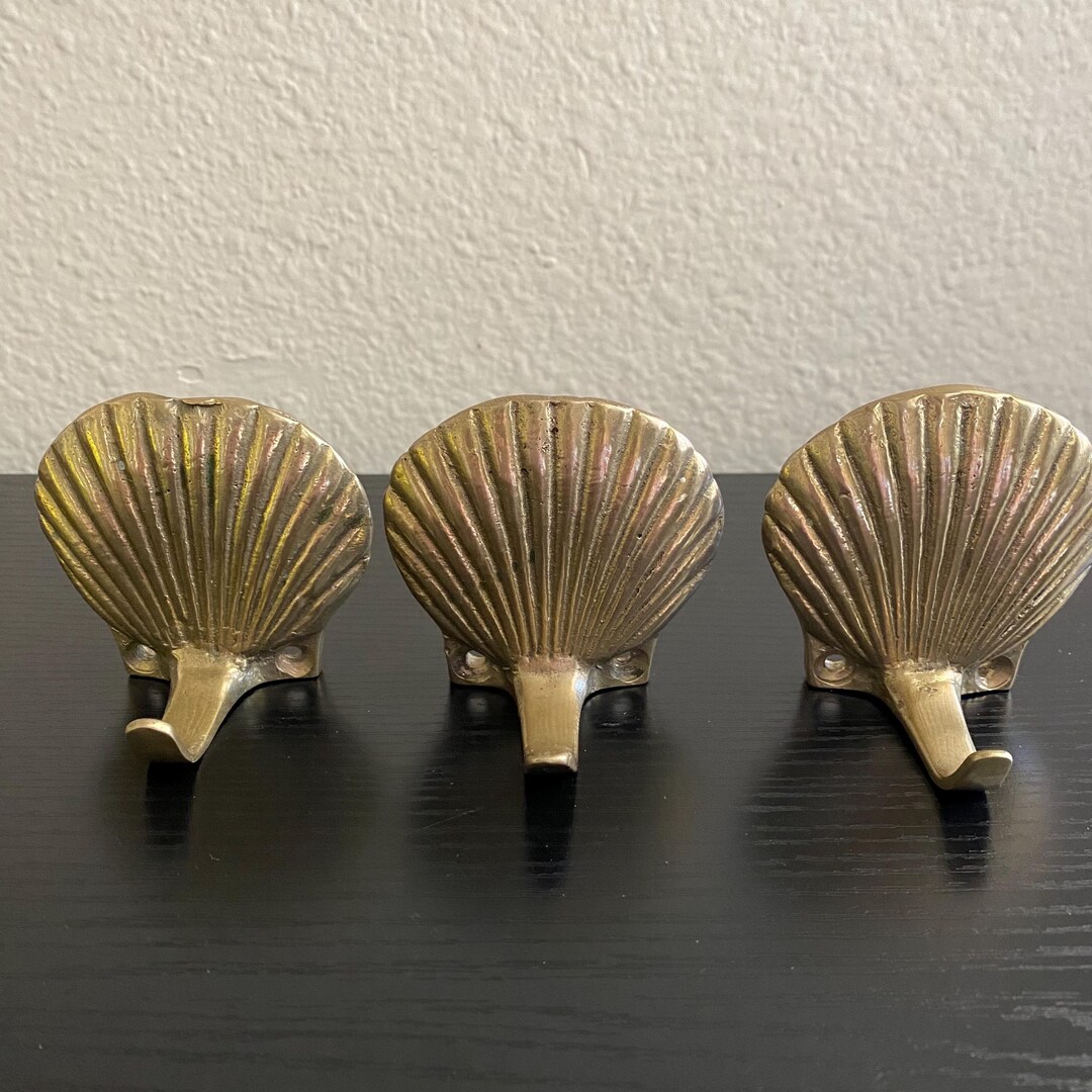 Brass Hooks Clamshell Wall Decor - Etsy