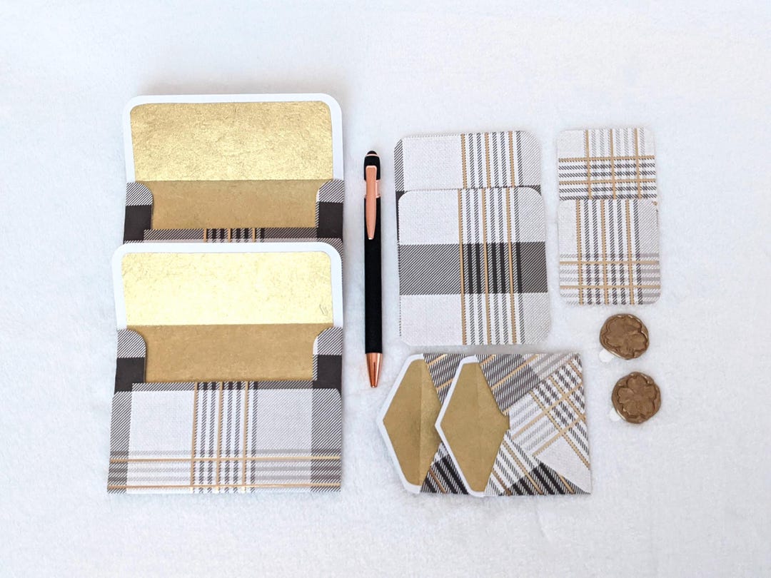 Luxe Gold Foil Plaid Stationery Set | 11-piece Handcrafted Notecard Kit ...