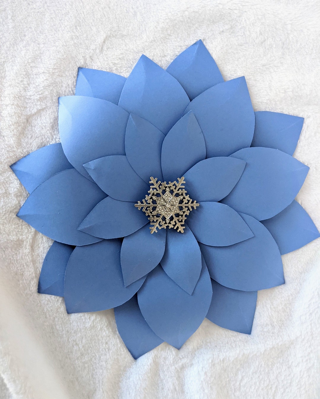 Sky Blue Paper Flower Rhinestone Snowflake Handmade Ready to Use - Etsy