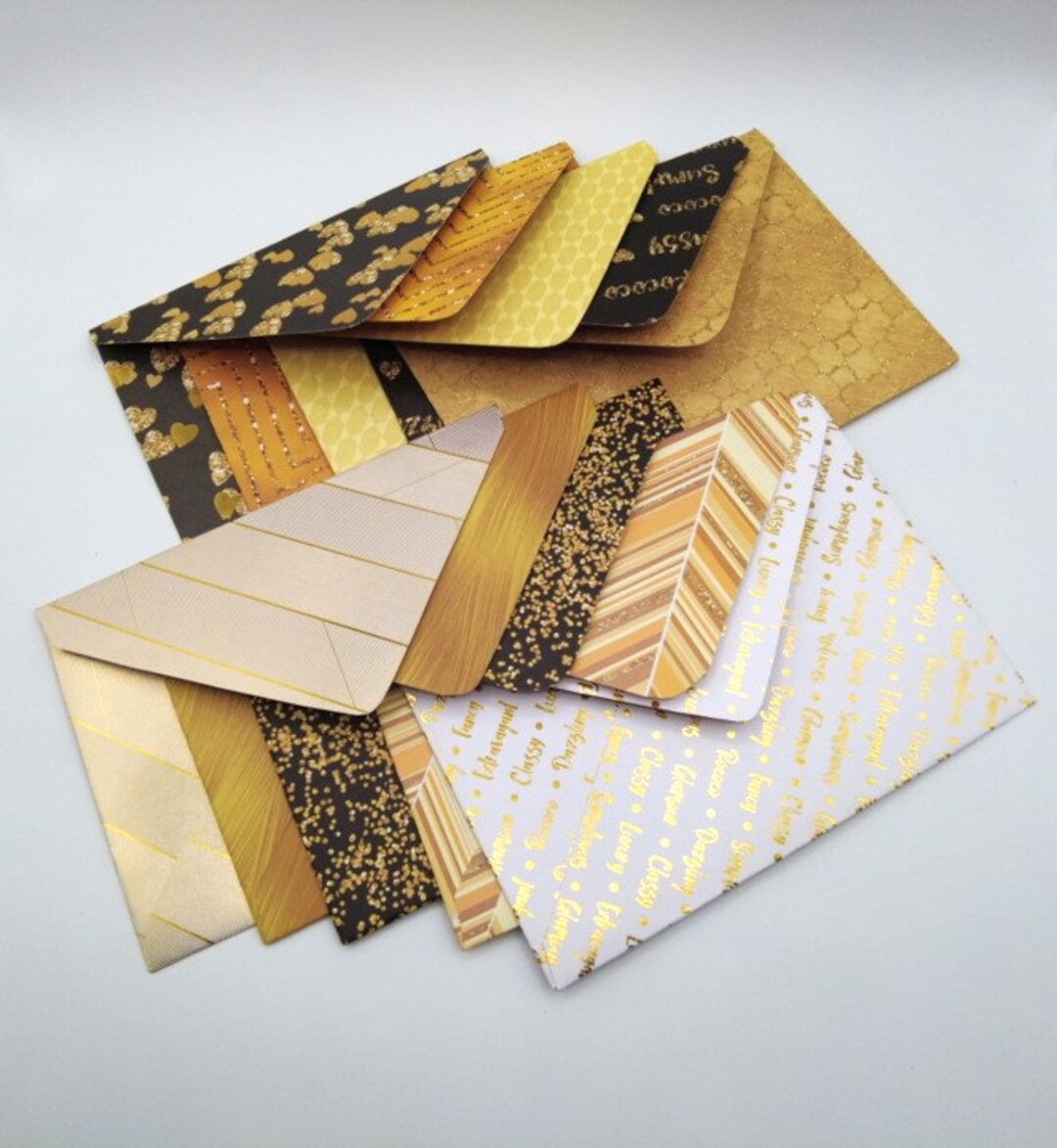 Large Double-sided Mixed Gold Tone Envelopes, Note Cards & Labels - 2PK ...