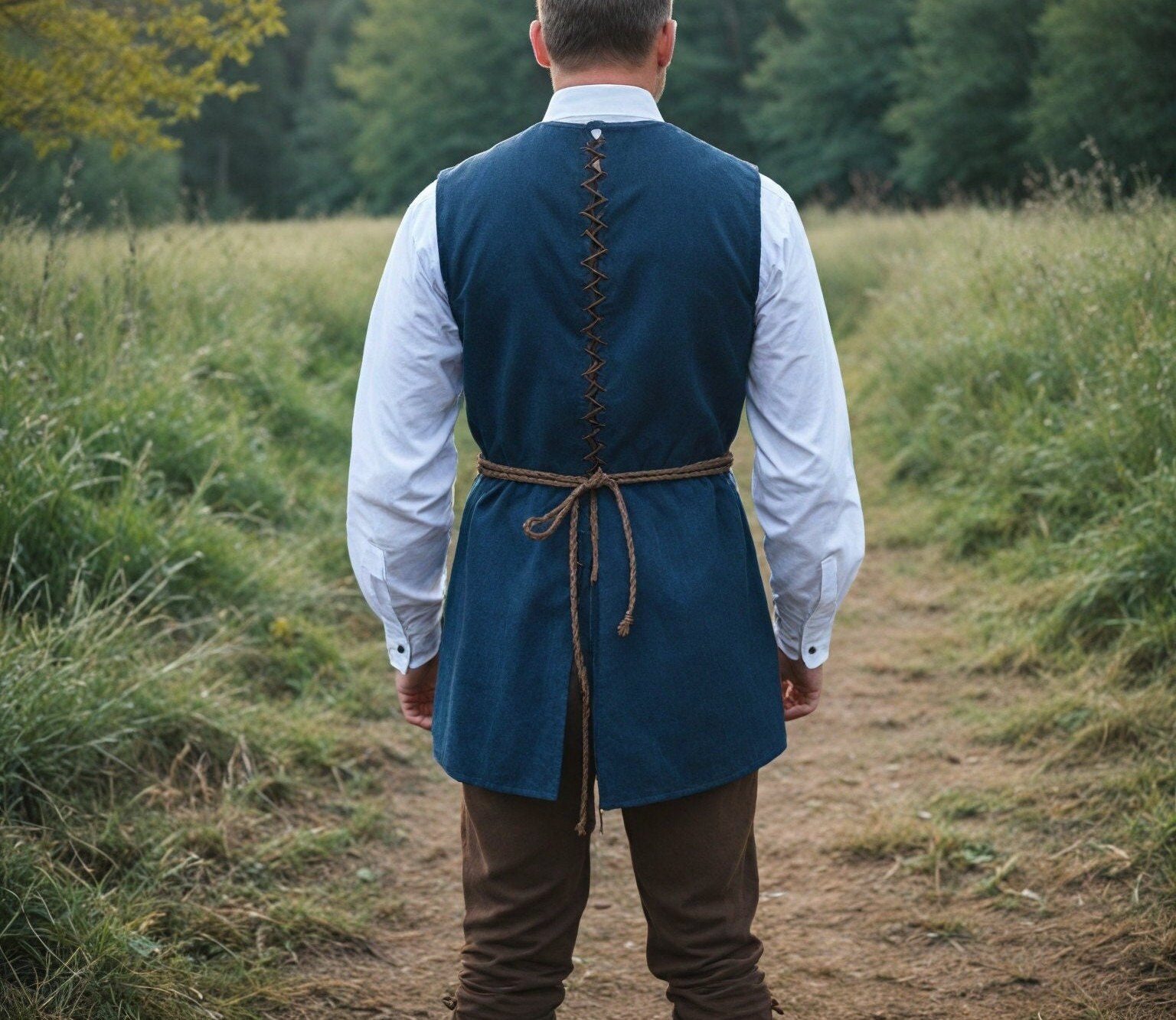 Men's Viking Sleeveless Long Vest | Lace up Medieval Pirate Costume ...