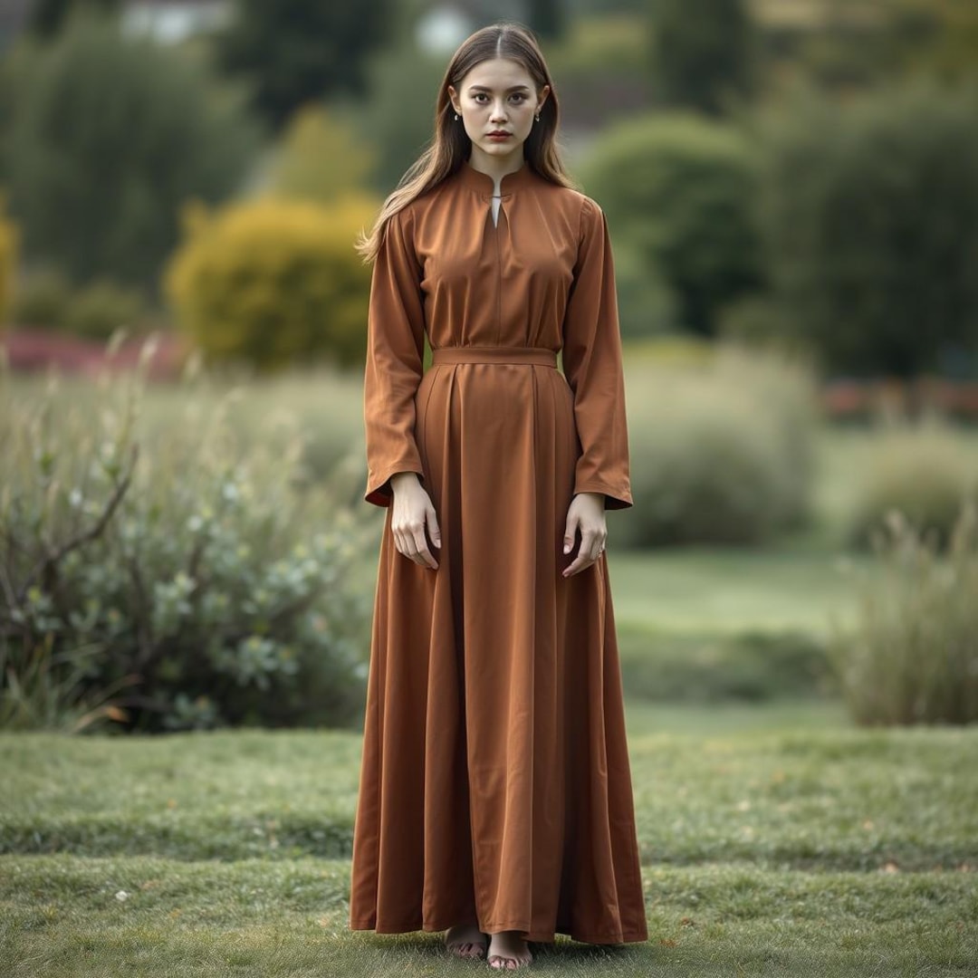Women Rust Brown Renaissance Gown | Norse Viking Maxi Dress for Her ...