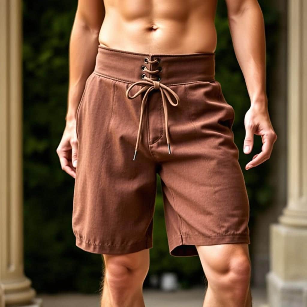 Men’s Brown Lace-up Medieval Shorts | Viking Cosplay Bottoms ...