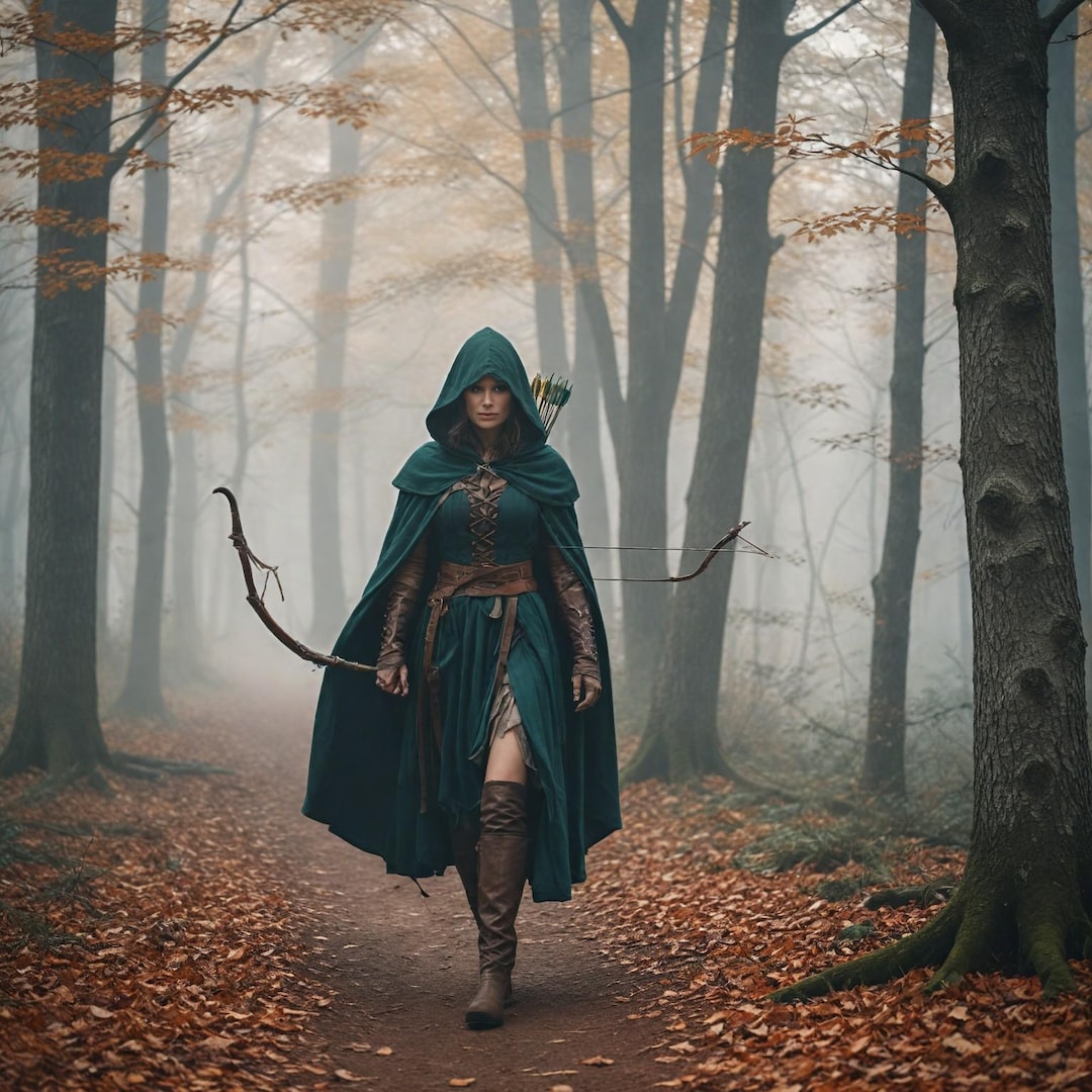 Forest Ranger Hooded Cloak Costume | Archer LARP Soft Outfit | Lace-up ...