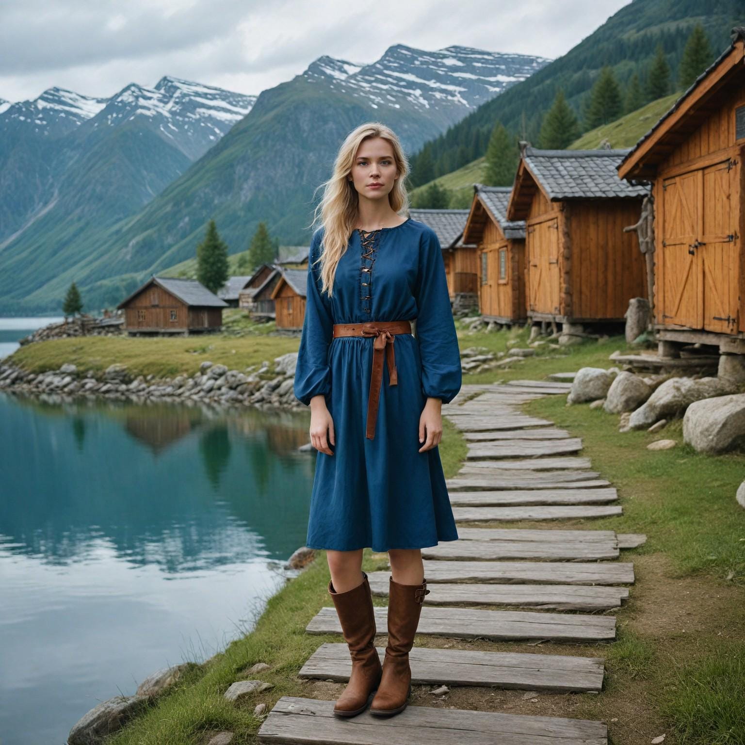 Rustic Blue Medieval Dress Women's Renaissance Gown With Lace up Front ...