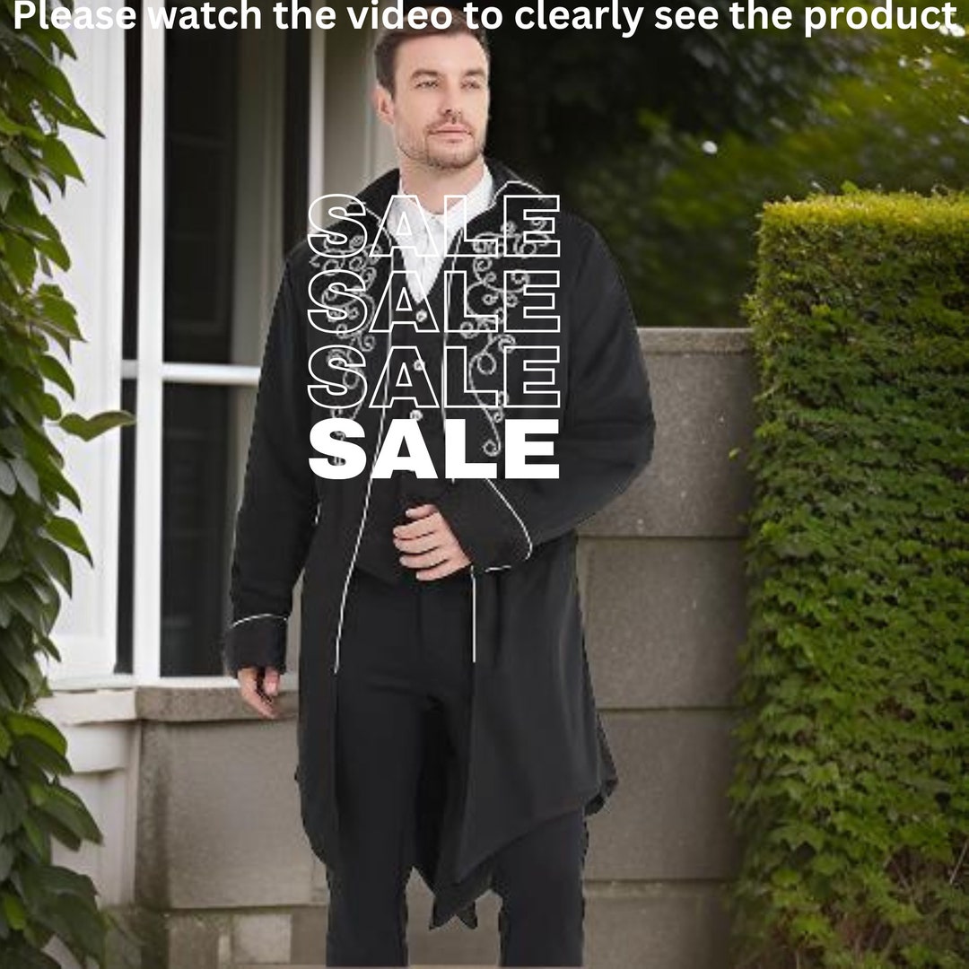 Medieval Embroidered Velvet Vampire Tail Coat Men's Vintage Gothic ...