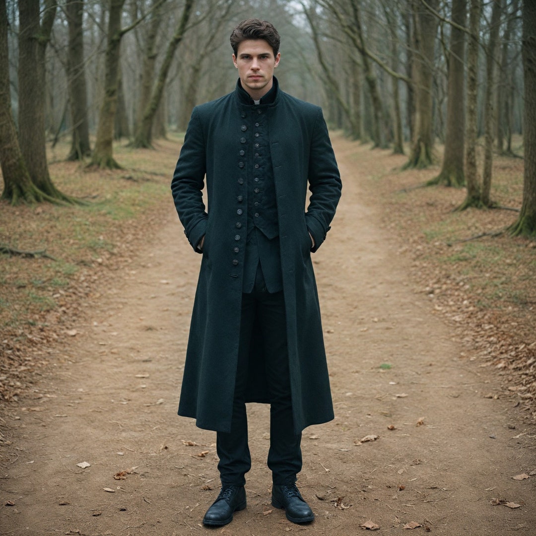 Men Black Gothic Jacket | Medieval Victorian Vampire Coat | Goth ...