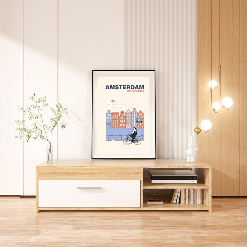 Amsterdam Netherlands Travel Poster | Amsterdam Travel Print ...